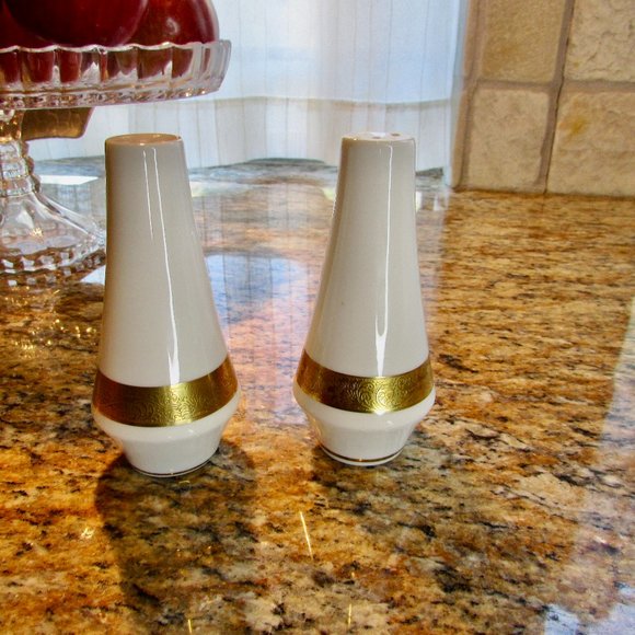 Mikasa | Dining | Mikasa Salt And Pepper Shakers With Gold Leaf | Poshmark